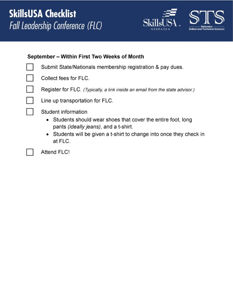 SkillsUSA Checklists – Nebraska Skills USA